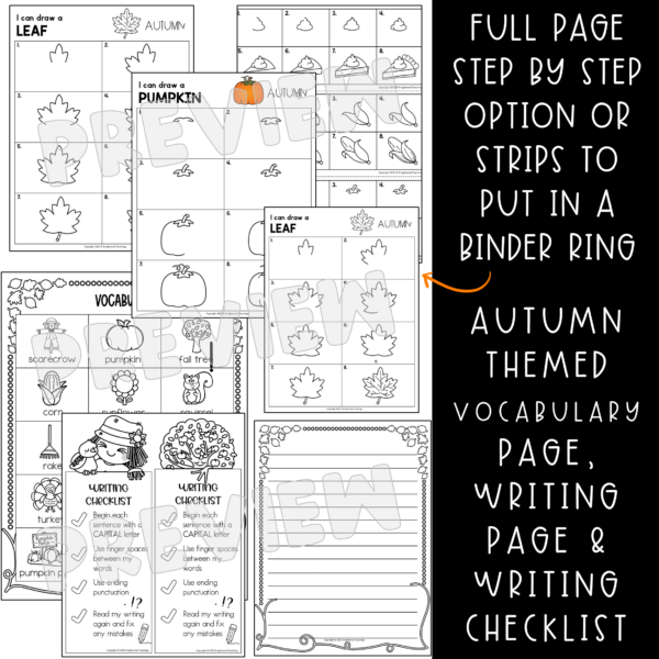 Fall Directed Drawings Worksheets Autumn Writing Prompts Fall Writing ...