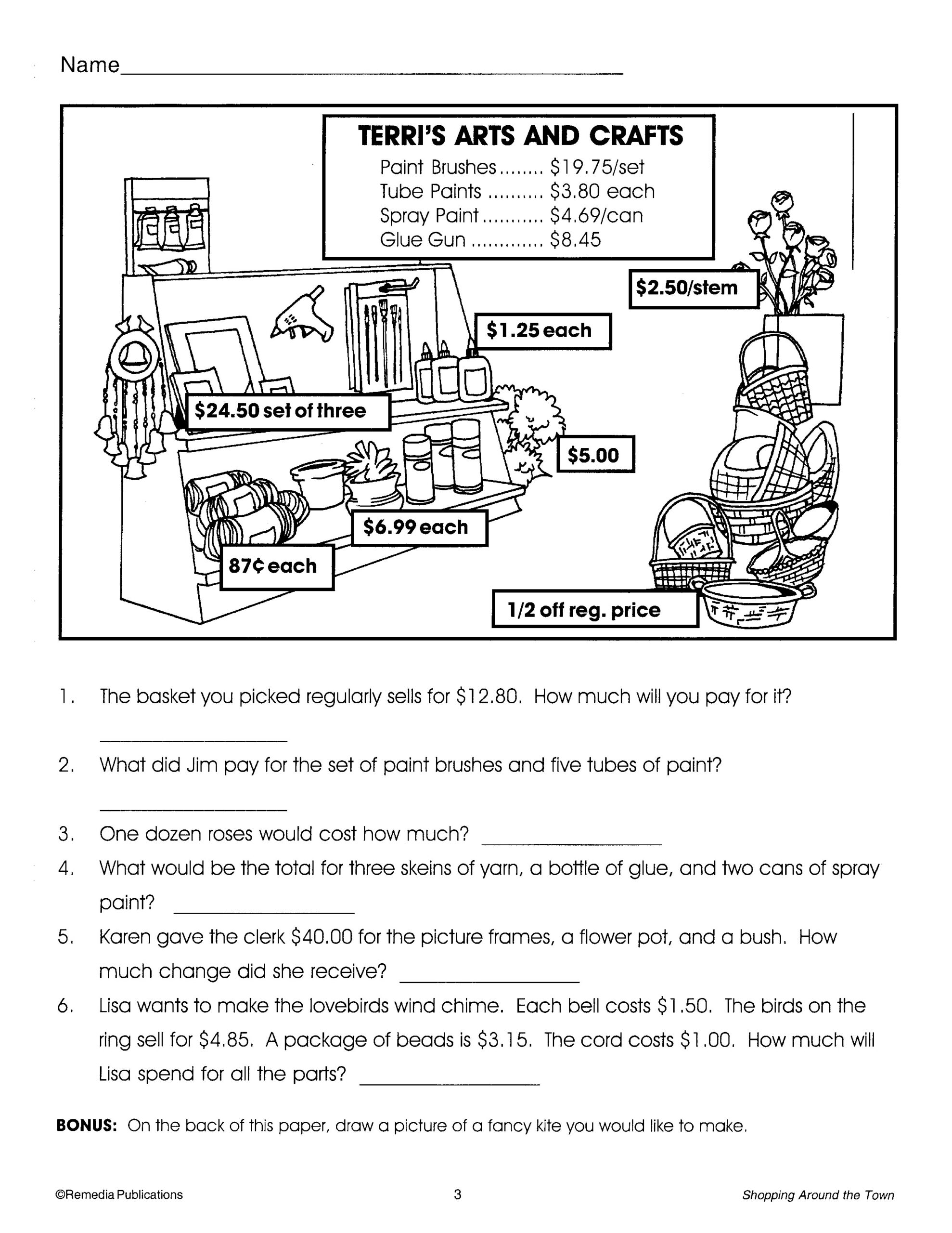 Consumer Math Word Problems: Shopping Around Town - Life Skills | Made ...