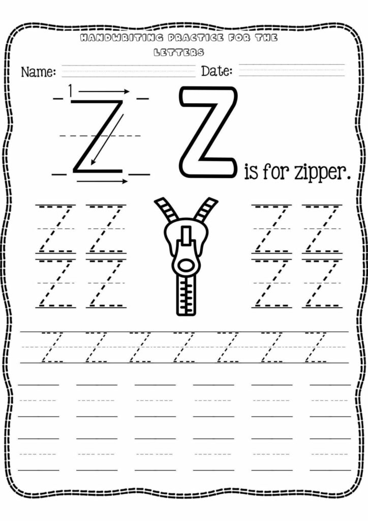 Alphabet Tracing Cards: Handwriting Practice for Letter Z Free - Made ...