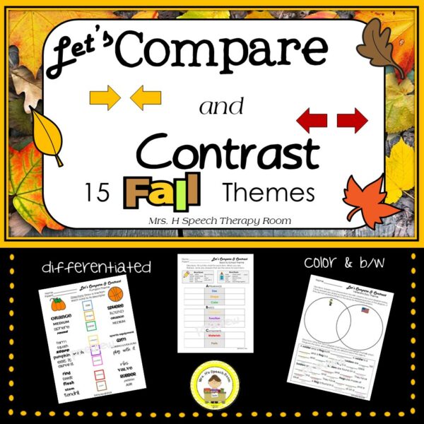 Compare and Contrast in Speech Therapy with Fall Themes - Made By Teachers