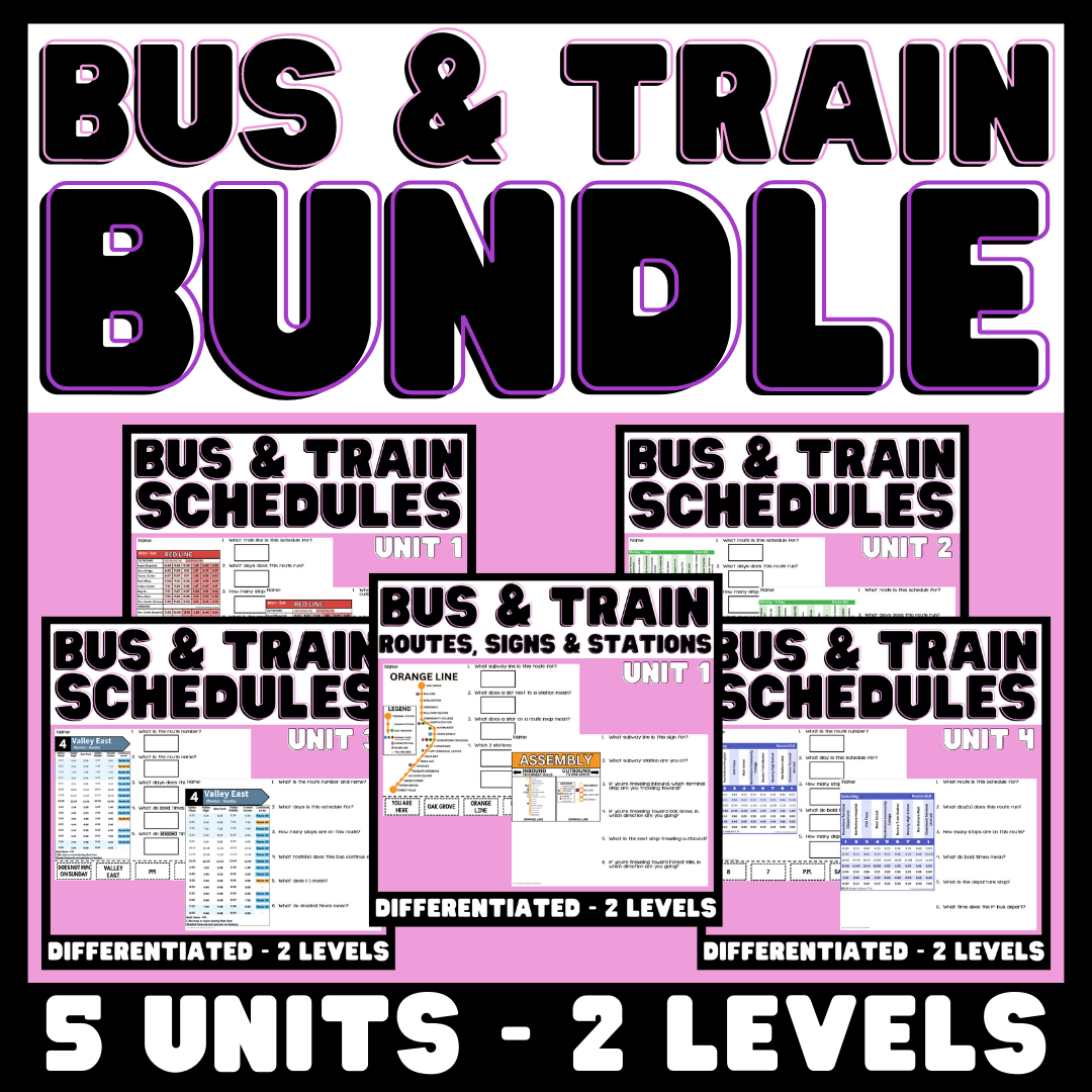 Bus & Train Schedules BUNDLE - Life Skills - Vocational - Special ...