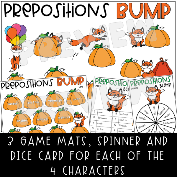 Fall Prepositions BUMP Game Fall Positional Words Fall Spatial Concepts ...
