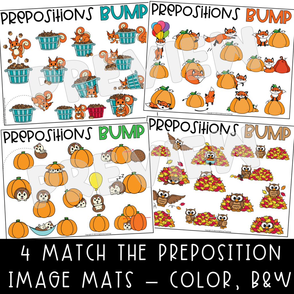 Fall Prepositions BUMP Game Fall Positional Words Fall Spatial Concepts ...