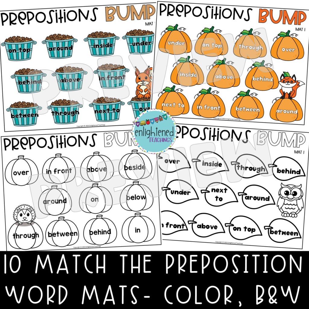 Fall Prepositions BUMP Game Fall Positional Words Fall Spatial Concepts ...
