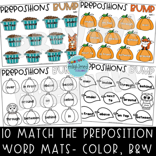 Fall Prepositions BUMP Game Fall Positional Words Fall Spatial Concepts ...