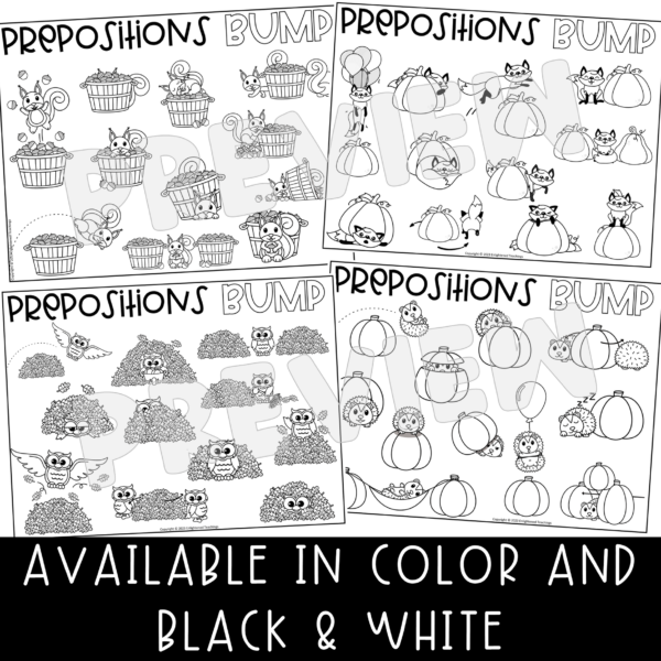 Fall Prepositions BUMP Game Fall Positional Words Fall Spatial Concepts ...