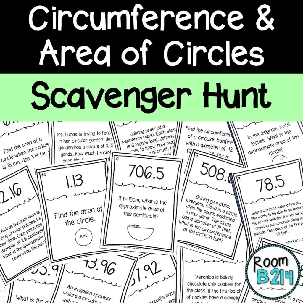 Circumference and Area of Circles Scavenger Hunt TEKS 7.9B - Made By ...