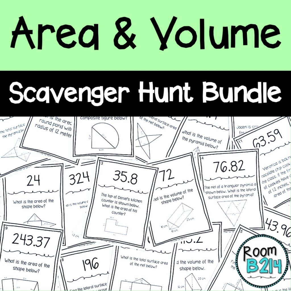 Area and Volume Scavenger Hunts BUNDLE TEKS 7.9A, 7.9B, 7.9C, 7.9D ...