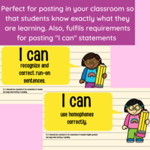 "I Can Statements"- Language- 4th Grade -ELA-Printable and Powerpoint ...