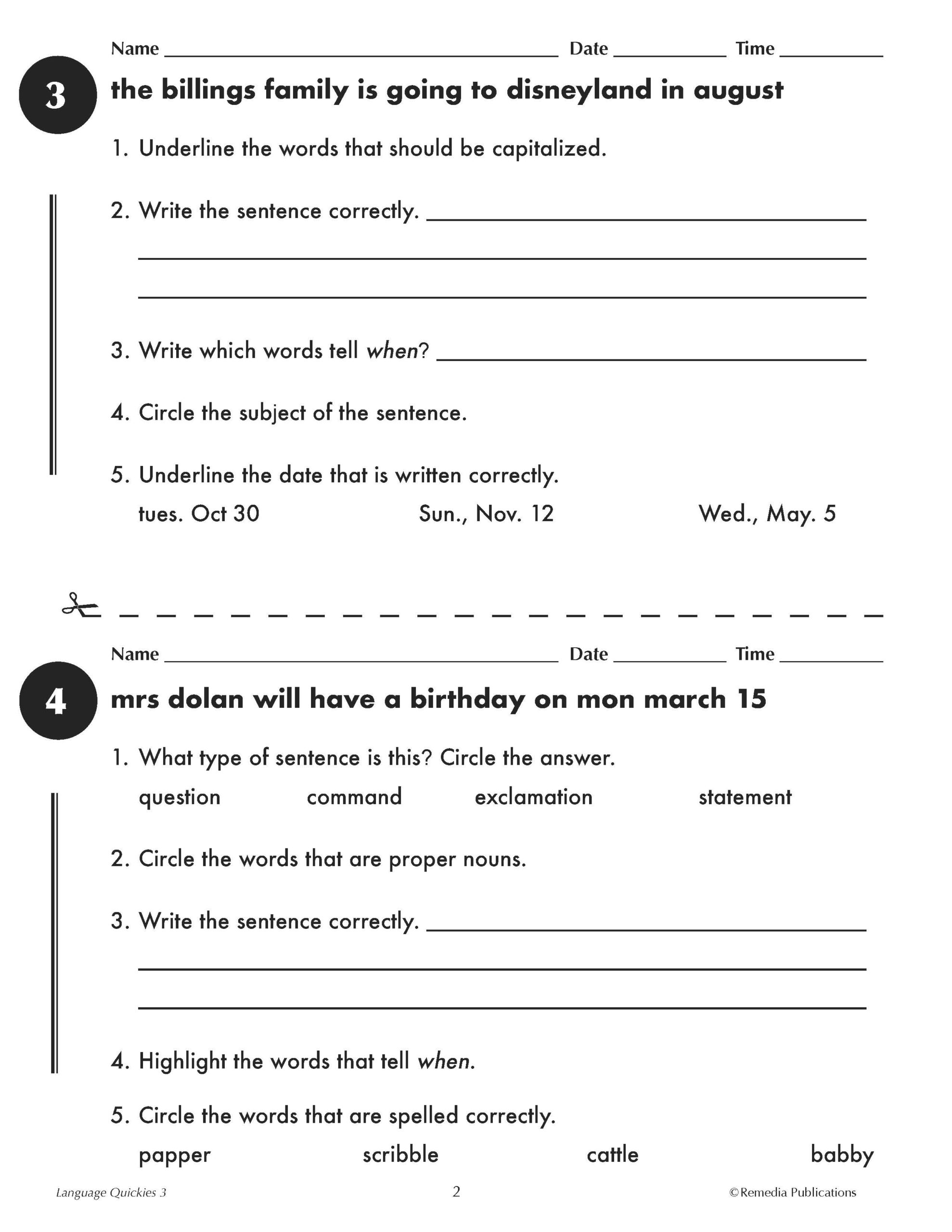DAILY LANGUAGE PRACTICE Grade 3 (Days 1-40) - Short Passages | Made By ...