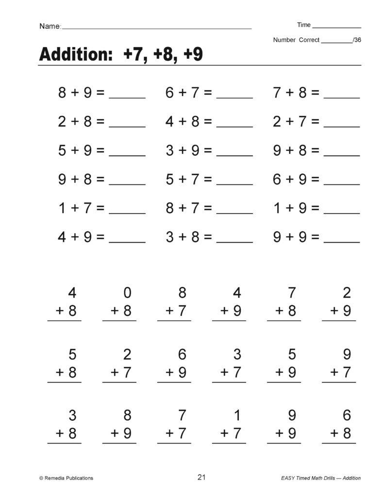 Addition: Easy Timed Math Drills - Daily - Warm-Up | Made By Teachers