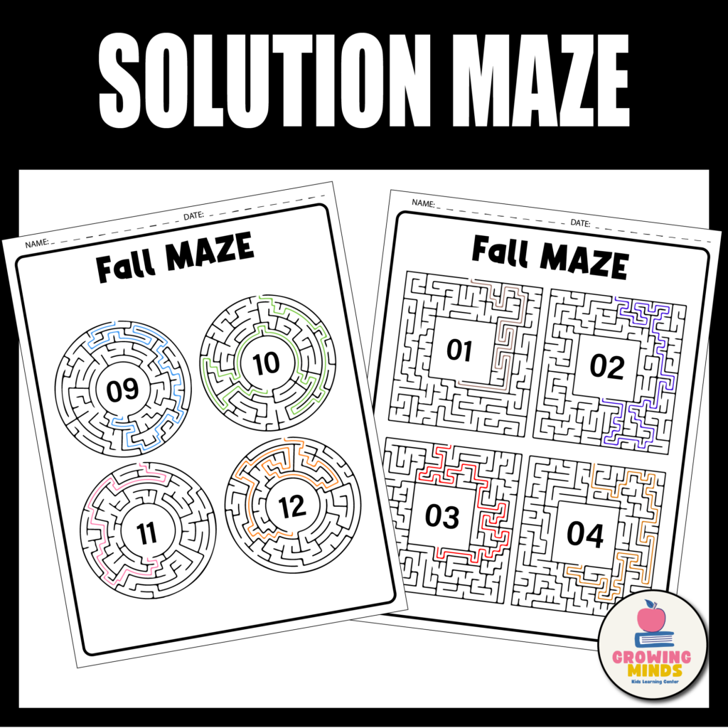 Autumn /fall season mazes and solution -fun autumn puzzle games ...