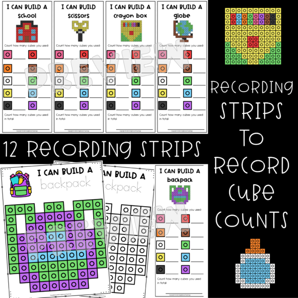 Back to School Snap Cube Mats Fine Motor Skills Counting Cubes Counting ...