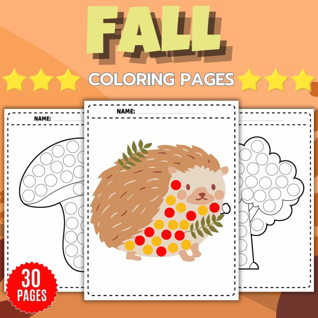 Printable Fall Autumn Season Dot Marker Coloring Pages -Fun September ...