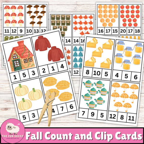 Fall Count and Clip Cards Numbers 1-20 | Pre-K and Kindergarten Math ...