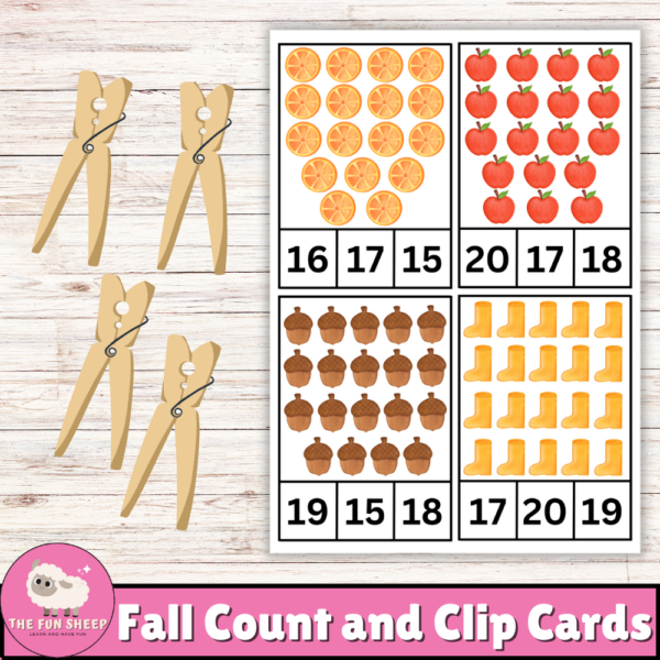 Fall Count and Clip Cards Numbers 1-20 | Pre-K and Kindergarten Math ...