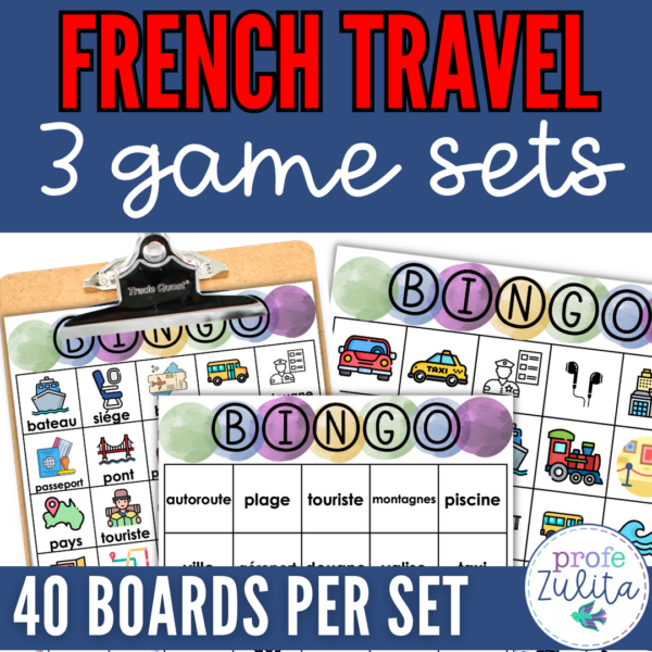 Les Voyages French Travel Vocabulary BINGO Games - Made By Teachers