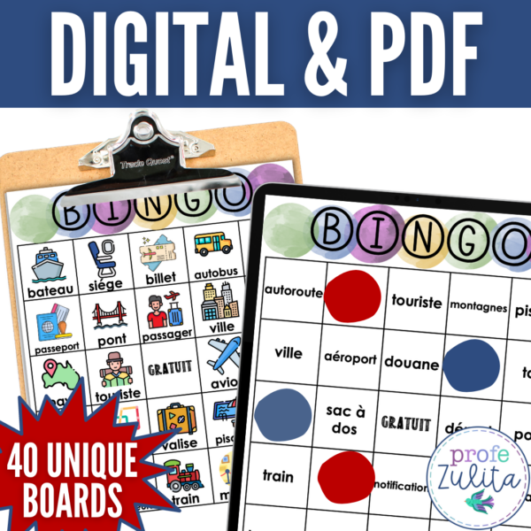 Les Voyages French Travel Vocabulary BINGO Games - Made By Teachers