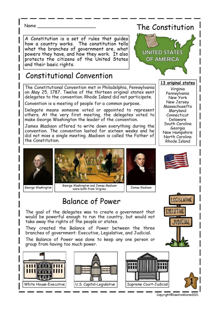 The Constitution Reading Comprehension Passage - Made By Teachers