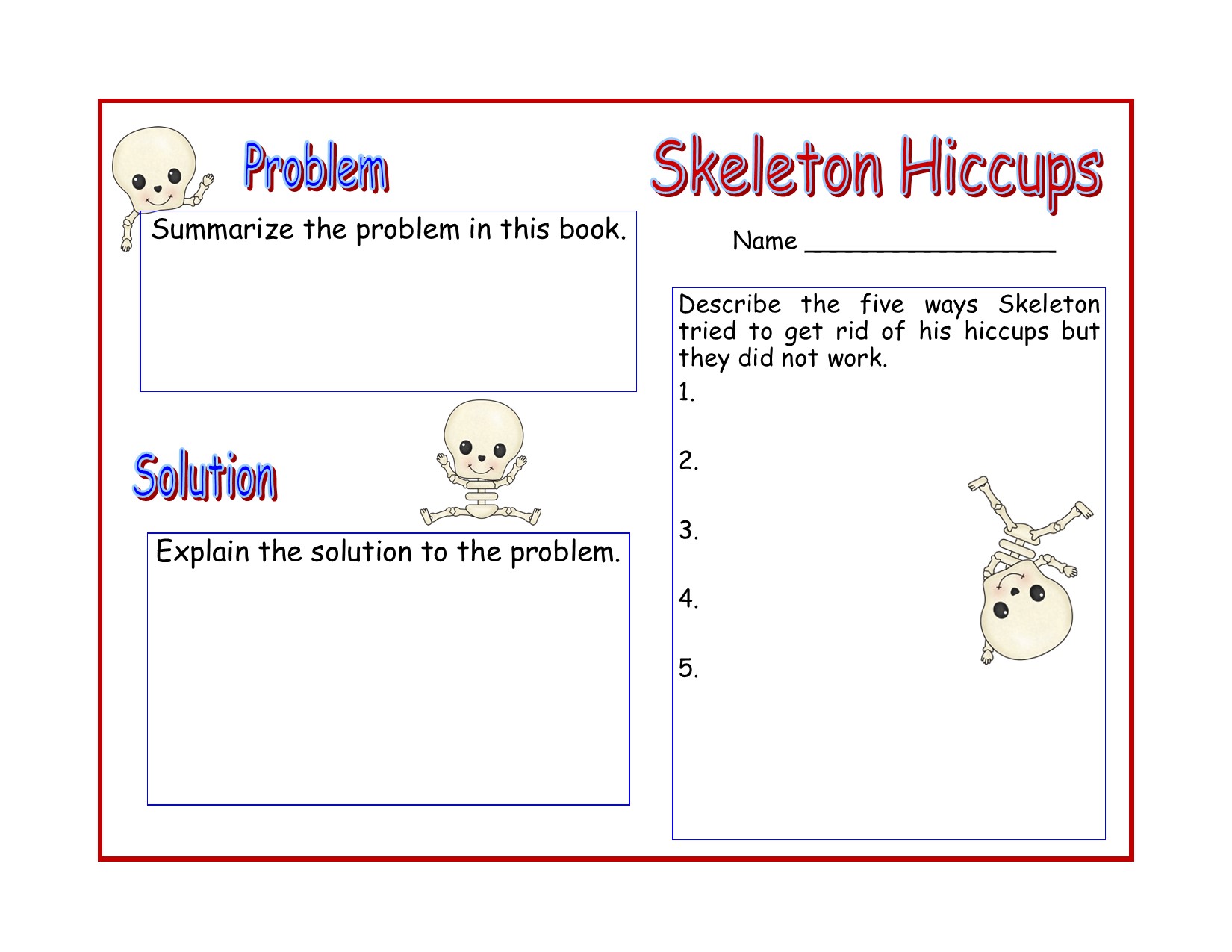 Skeleton Hiccups Comprehension Reading Strategies - Made By Teachers