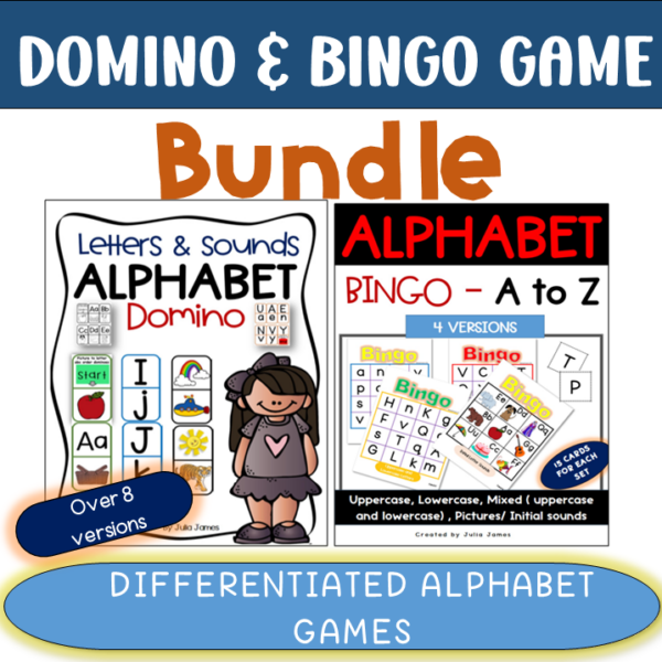 Alphabet Domino and Bingo Game Bundle|Letter Recognition & Beginning ...