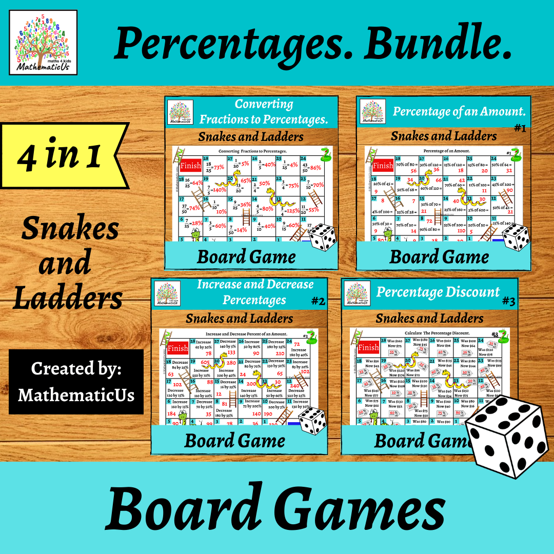 Greatest Common Factor Snakes and Ladders Dice Game #1 | Made By Teachers