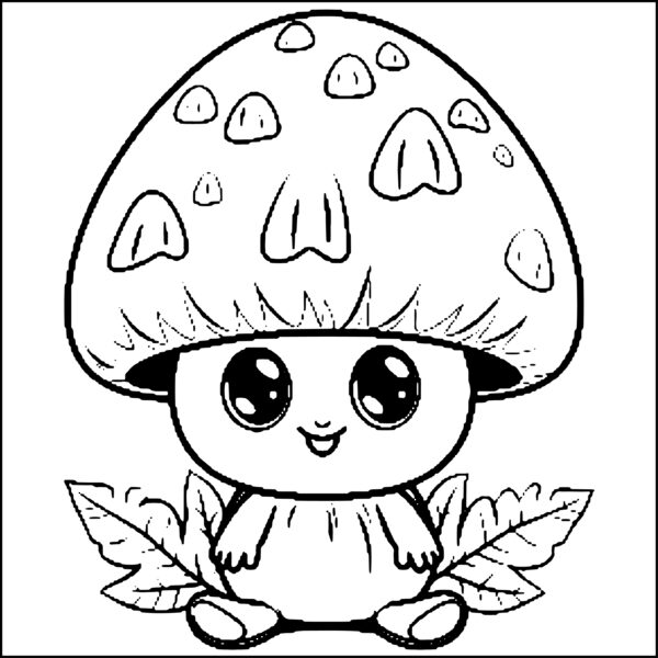 Cute Mushrooms Coloring Book: Cute Simple Coloring Pages | Made By Teachers