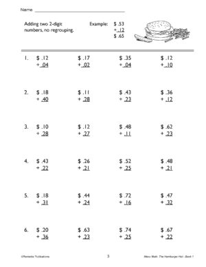 Menu Math: Hamburger Hut - Consumer Addition and Subtraction - Made By ...
