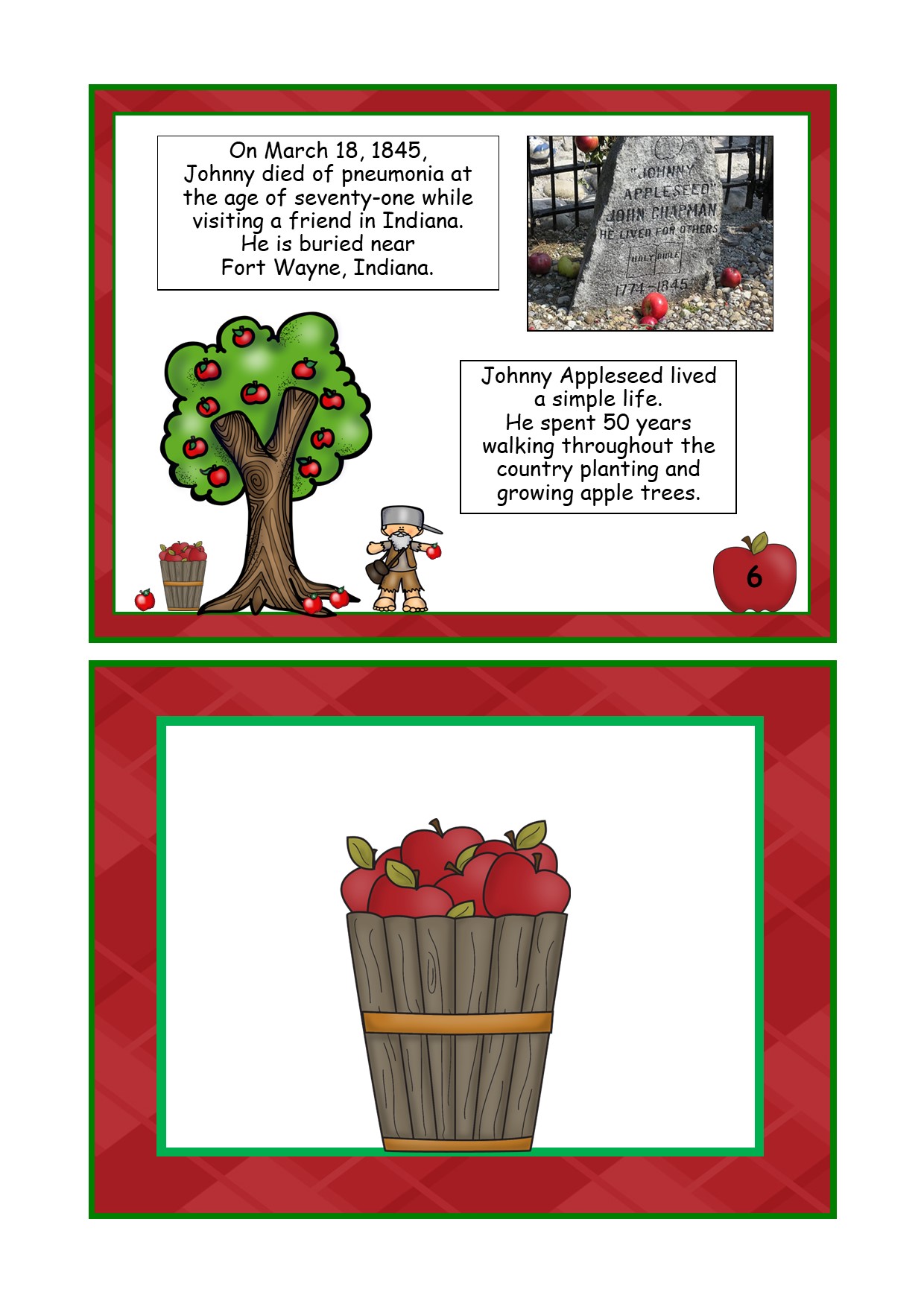 John Chapman aka Johnny Appleseed Mini Book Reading Comprehension ...