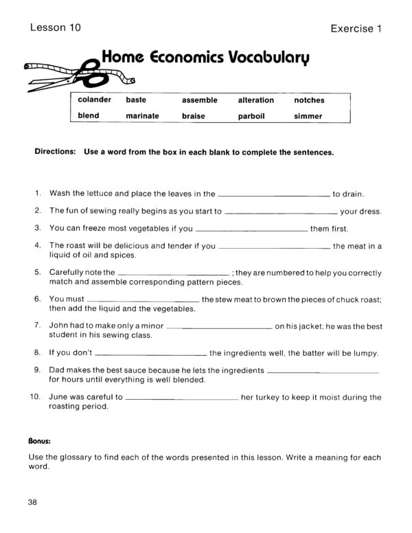 HOME ECONOMICS and VOCATIONAL VOCABULARY | Made By Teachers