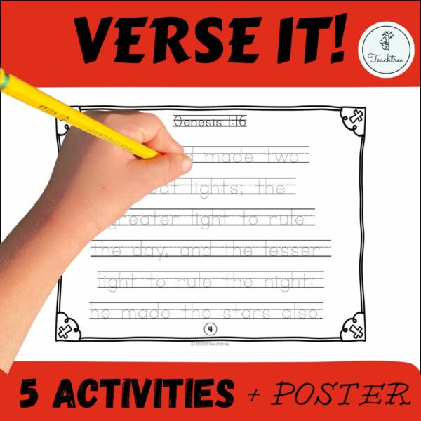 Kindergarten Creation Story Activities | Day 4 Bible Verse Tracing and ...