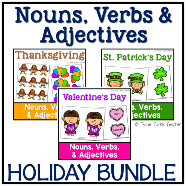 Parts of Speech (Nouns, Verbs, Adjectives) Holiday Bundle Centers ...