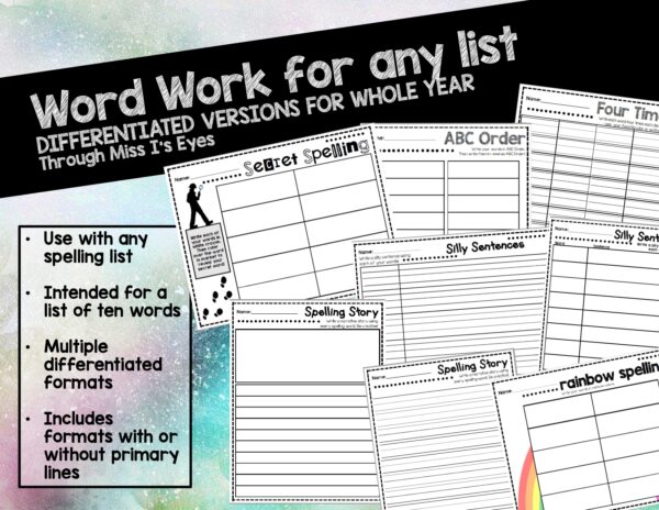 Spelling Word Work Any List Note Book. | Made By Teachers