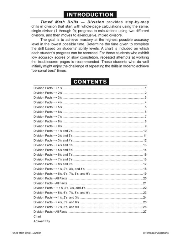 TIMED MATH DRILLS: Division Facts - Made By Teachers