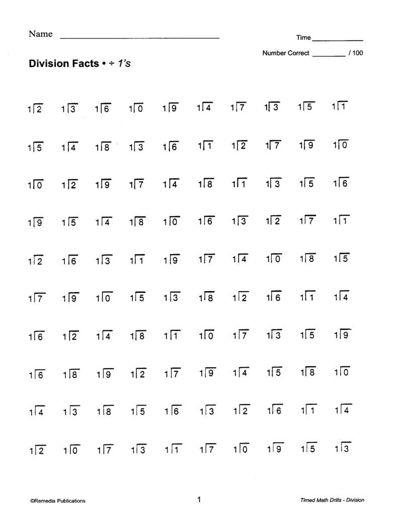 TIMED MATH DRILLS: Division Facts - Made By Teachers