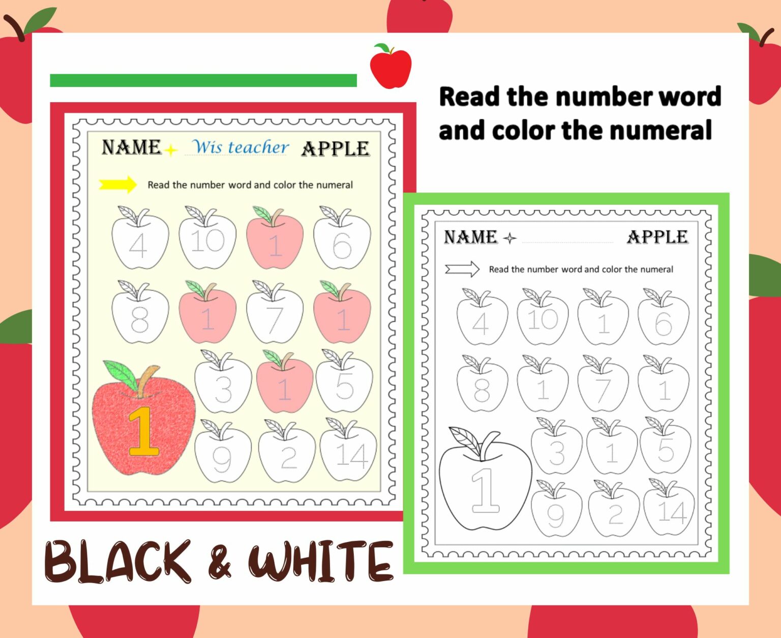 Apple Numbers 0-20 Dab It.Color by Number - back to school | Made By ...