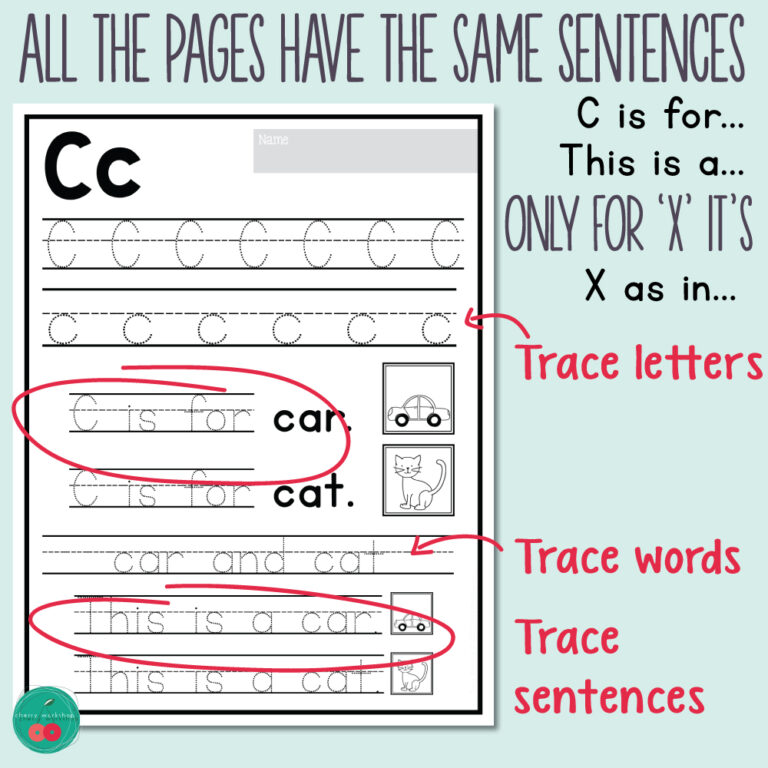 Tracing Letters and Simple Sentences | ABC Worksheets | Letters ...