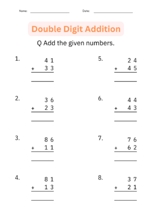 Double Digit Addition with regrouping worksheets - 2 digit addition for ...