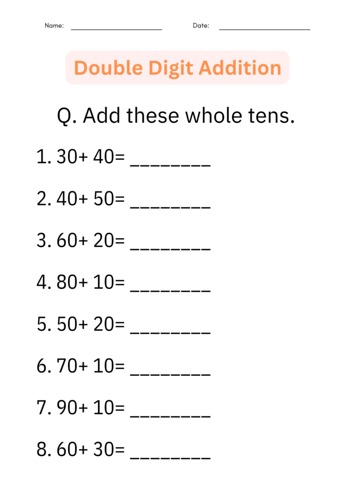 Double Digit Addition with regrouping worksheets - 2 digit addition for ...