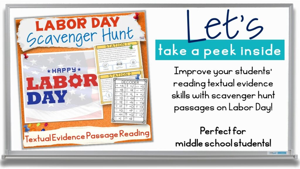 Labor Day Scavenger Hunt Reading Comprehension Passages Textual ...