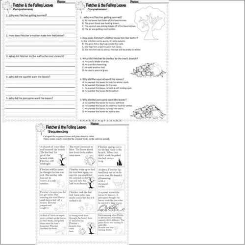 Fletcher and the Falling Leaves Reading Comprehension Quiz & Story ...