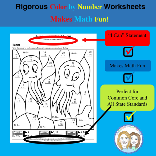 Kindergarten Color by Number - Addition & Subtraction - No-Prep ...