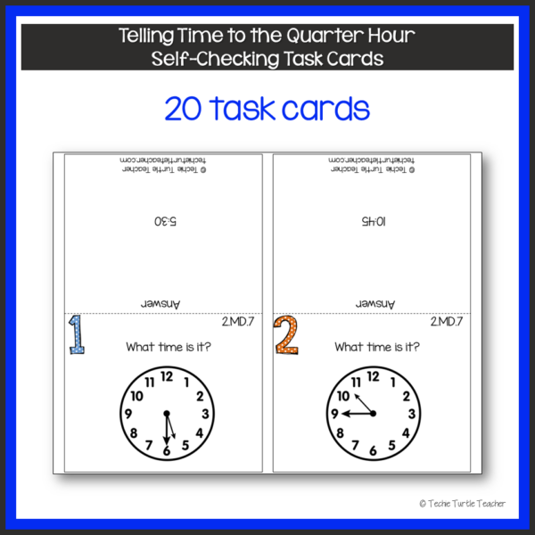 Math Review Task Cards - Telling Time to the Quarter Hour | Made By ...