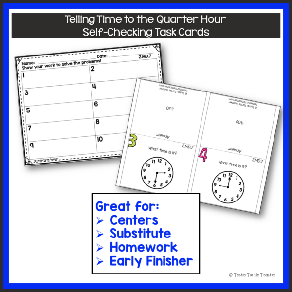 Math Review Task Cards - Telling Time to the Quarter Hour | Made By ...