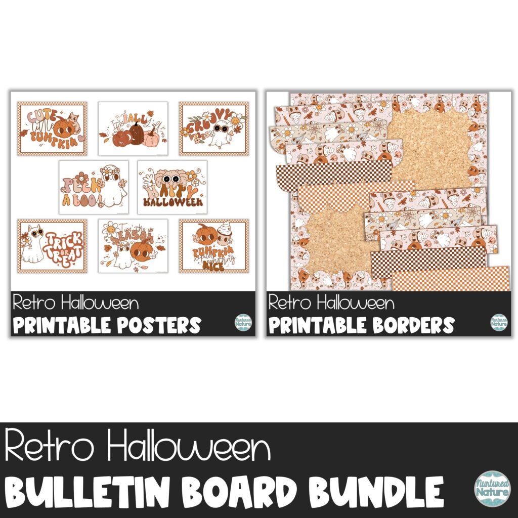 Halloween Bulletin Board Bundle - Retro Classroom Decor - Printable ...