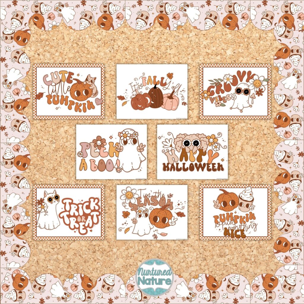 Halloween Bulletin Board Bundle - Retro Classroom Decor - Printable ...
