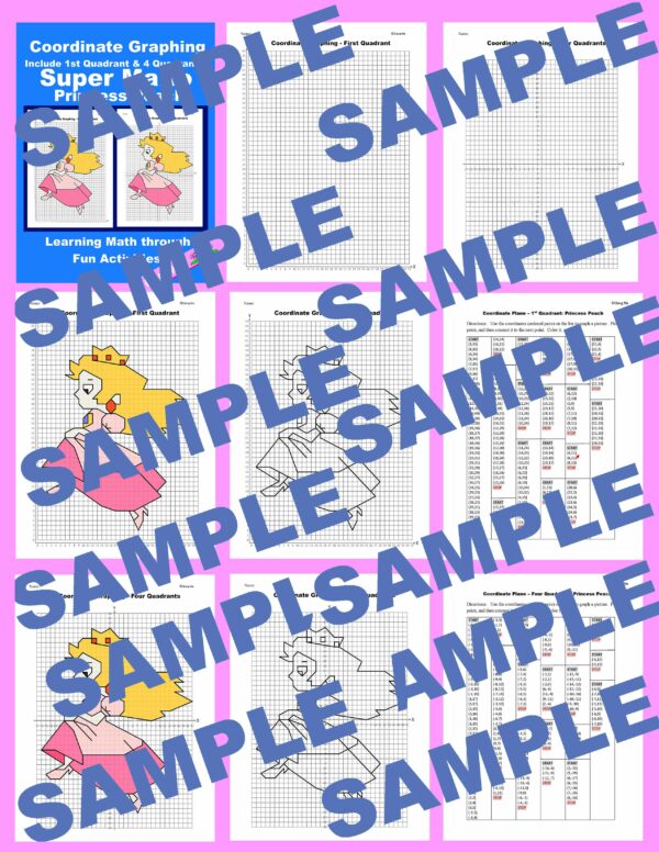 Super Mario Coordinate Plane Graphing Picture: Princess Peach | Made By ...