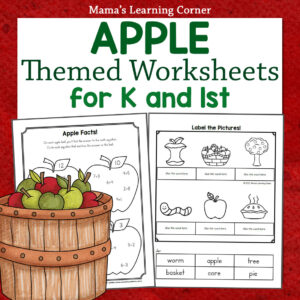 Apple Phonics and Math Worksheets for Kindergarten and First Grade ...