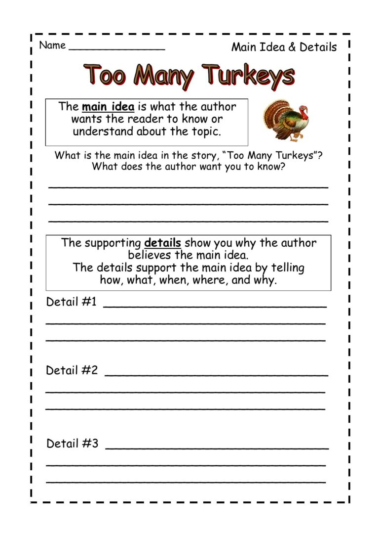 Too Many Turkeys Problem & Solution Retell Main Idea Retell Vocabulary ...