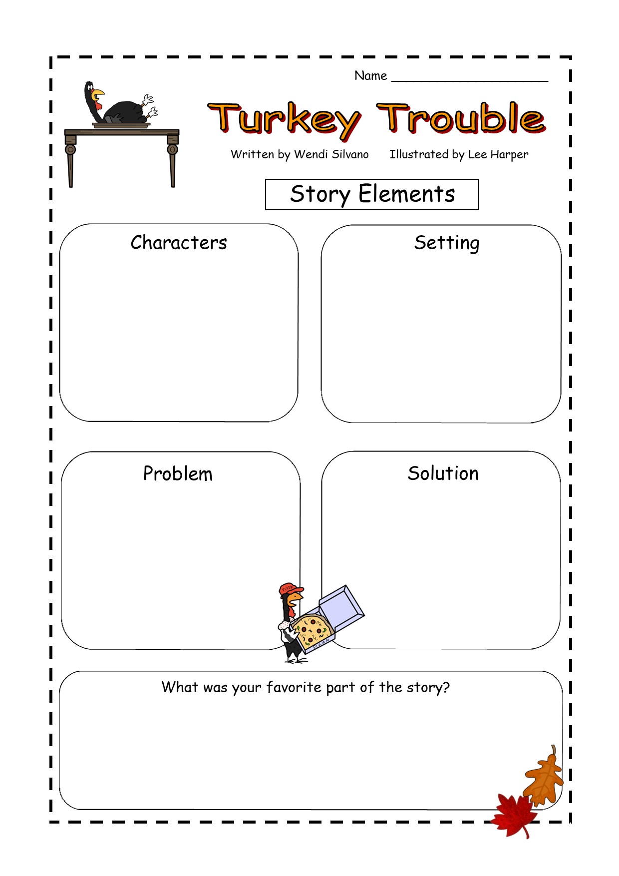 Turkey Trouble Main Idea Retell Summarize Story Elements & Sequence ...